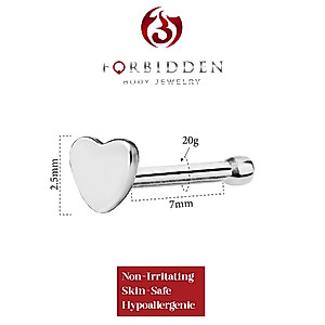 20g Surgical Steel Heart Straight Nose Stud Jewelry