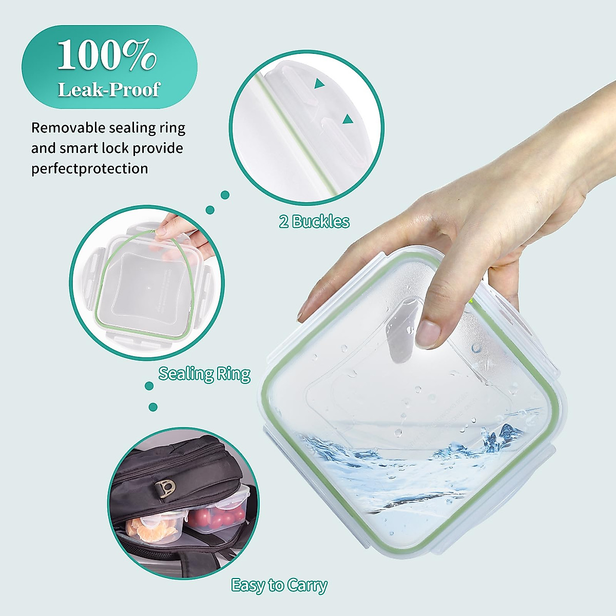 UULID 50 PCS Plastic Food Storage Containers Sets with Lids Leakproof Reusable BPA Free Snap Lid Storage Containers Small Meal Prep Containers with Snap Lids Labels & Marker Pen