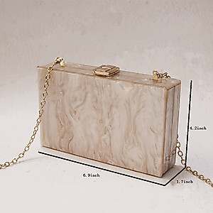 Dirmmis Woman New Wallet Fashion Solid Acrylic Bag Party Evening Bag Clutches Wedding Women Casual Handbag, Beige, normal size
