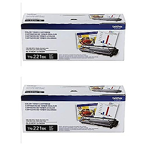Brother Genuine TN221BK Color Laser Black Toner Cartridge 2-Pack