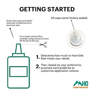 MHO Containers | 4 fl oz LDPE Plastic Boston Round Applicator Bottles with 24m Yorker Red-Tip Caps, Made in the USA - Pack of 6