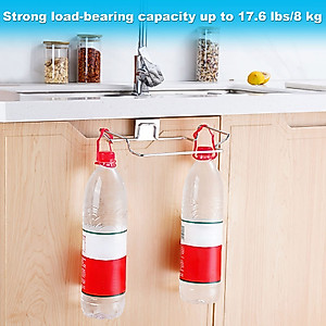 4 PCS Stainless Steel Trash Bag Holder for Kitchen Cabinet Door Cupboards, Under Sink Hanging Garbage Bag Holder, Metal Over Cabinet Door Trash Bag Holder for Kitchen RV Camper (Silver)
