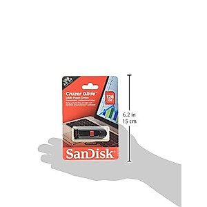 Sandisk Cruzer Glide USB Flash Drive, 128 GB, Black/Red (SDCZ60-128G-A46)