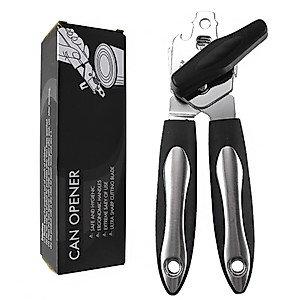 W8 Manual can opener black, non-slip handle easy to grasp, easy to turn cutting wheel, stainless steel sharp blade to save energy and time, kitchen small tools Bottle opener.
