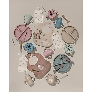 Hippypotamus Toddler Plates with Suction - Baby Plates - 100% Food-Grade Silicone Divided Plates - BPA Free - Dishwasher Safe - Set of 3 (Pink/Mint/Lavender)