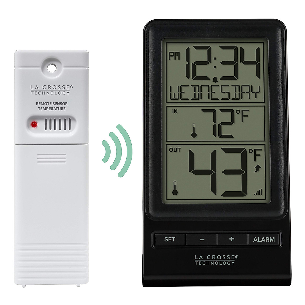 La Crosse Technology 308-1415BW Digital Wireless Thermometer with Time, Black