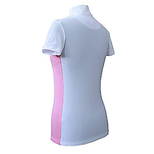 HR Farm Women's Quick Dry Short Sleeve Rider Sport Sun Shirt (White/Pink, Medium)