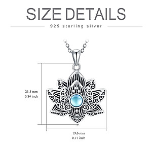 YAFEINI Buddha Lotus Necklace Sterling Silver Moonstone Lotus Flower Pendant Yoga Spiritual Jewelry Gifts for Women