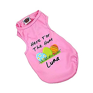 Here for The Hunt Easter Dog Shirt, Easter Egg Hunt Bunny Dog Shirt, Easter Shirt for Dogs, Easter Shirt for Dogs, Clothes for Pets (M 10-15 lbs)