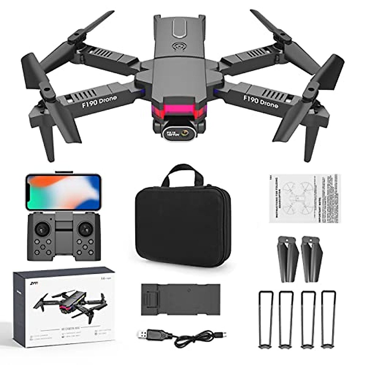 Fufafayo Drone with Daul 4k Hd FPV Camera Remote Control Toys Gifts for Boys Girls with Altitude Hold Headless Mode One Key Start Speed Adjustment, Drones with Camera for Adults 4k
