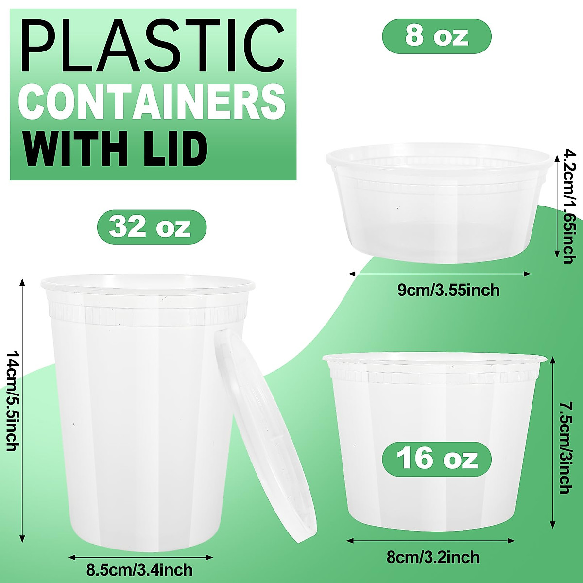 Loppdece 44 Sets Deli Containers with Lids,Plastic Deli Food Containers,Stackable Food Storage Soup Containers with Airtight Lids for Meal Prep Takeout,Freezer&Dishwasher Safe,BPA-Free (8oz,16oz,32oz)