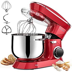 9.5 Qt Stand Mixer, 10-Speed Tilt-Head Food Mixer, Vezzio 660W Kitchen Electric Mixer with Stainless Steel Bowl, Dishwasher-Safe Attachments for Most Home Cooks (Red)