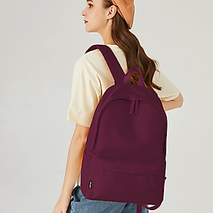 abshoo Lightweight Casual Unisex Backpack for School Solid Color Boobags (Red)