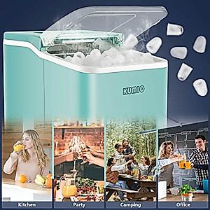 KUMIO Ice Makers Countertop, 9 Bullet Ice Ready in 6-8 Mins, 26.5 lbs/24 hrs, Self-Cleaning Ice Maker, Portable Ice Machine with Ice Scoop & Basket, Blue
