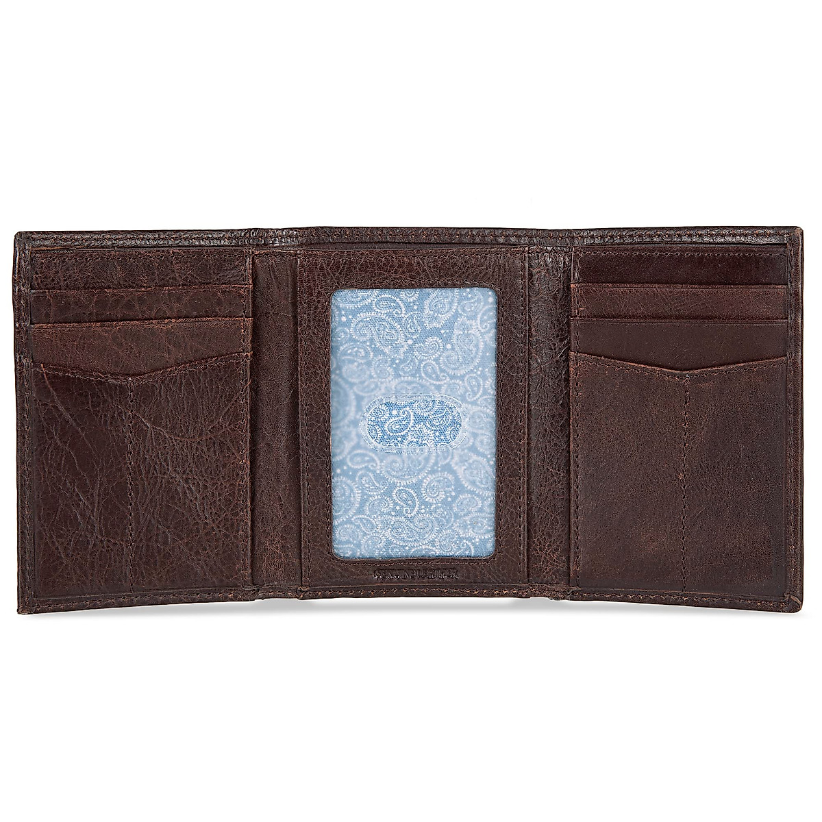 Eddie Bauer Men Signature Trifold Wallet, Leather Logo-Brown, One Size