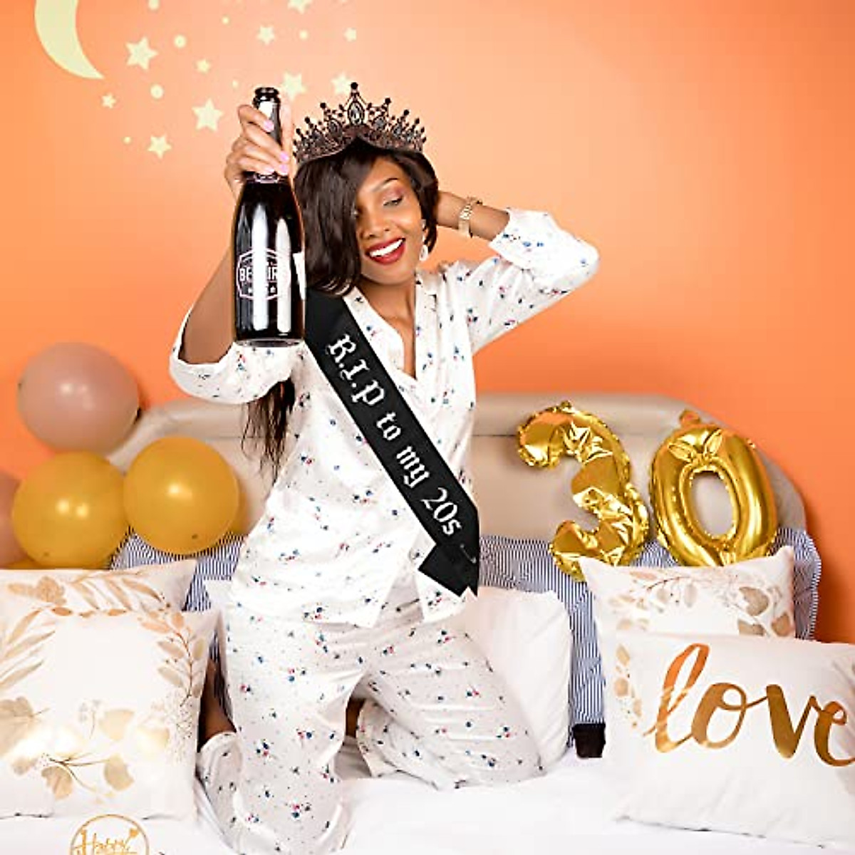 R.I.P to My 20s Sash with Black Crown RIP to My 20s Birthday Sash for Girl for 30 th Birthday Girl Funeral for Youth 30th Decorations Birthday Prom Cosplay Party