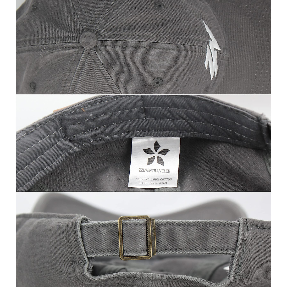 Unisex Vintage Washed Twill Cotton Baseball Cap Soft Unstructured Adjustable Dad Hat (Dark Grey)