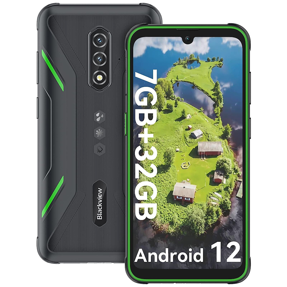 Blackview Rugged Phones Unlocked, BV5200 Unlocked Cell Phone, 7GB+32GB/1TB Expandable, Android 12 Smart Phone, IP68/IP69K Waterproof, 5180mAh Battery, 6.1" HD+13MP Camera, Face Unlock, NFC,Glove Mode