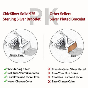 ChicSilver Initial Bracelets for Women Dainty Charm Bracelet Silver Womens Bracelet for Mom Bracelets for Women