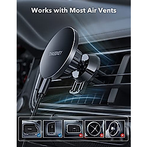 Compatible with Magsafe Car Mount Charger,THREEKEY Magnetic Wireless Car Charger Mount Vent Hook Phone Holder for iPhone 14/13/12 Series Phone & MagSafe Case(with QC3.0 Adapter)