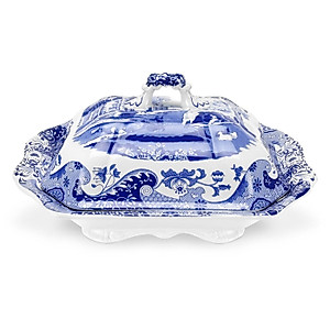 Spode Blue Italian Covered Vegetable Dish | 12 Inch Serving Dish and Dinner Table Centerpiece | Made of Fine Porcelain | Microwave and Dishwasher Safe