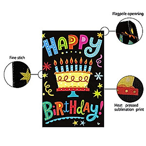 Happy Birthday Garden Flag Cartoon Double-sided Printing Flags Happy Birthday Garden Banner Linen Outdoor Lawn Signs Birthday House Sign Poster Party Flags Decorations For home Outdoor Suitable For Birthday Party (12 X 18 Inches)