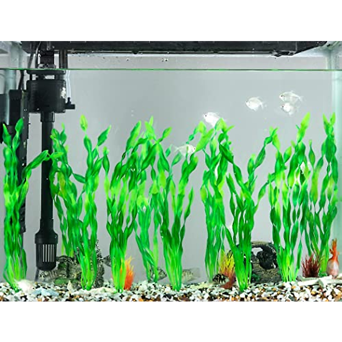 MyLifeUNIT Artificial Seaweed Water Plants for Aquarium, Plastic Fish Tank Plant Decorations 10 PCS (Green)