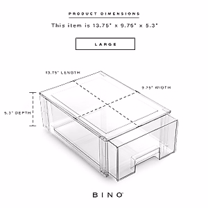 BINO | Stackable Storage Drawer | THE CRATE COLLECTION | Clear Storage Bins with Drawers for Pantry Shelf Organization and Storage | Fridge Organizer | Stackable Storage Bins for Organization | Large