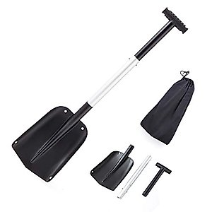 Retractable Snow Shovel, Portable Folding Shovel, Aluminum Alloy Car Shovel, Suitable for Cars, Camping, Gardens and Other Outdoor Activities (Black #1)