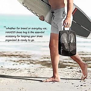 HANOZI Shoe Bags For Travel, Used As For Storage or Shoe Travel Bag, Space Saving When Travelling With This Travel Shoe Bags For Packing, Featuring Waterproof Nylon Sneaker Bag (Black, 2 Pack, Medium)