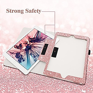 Fingic for iPad Mini 5 Case 2019, iPad Mini 1 2 3 Case with Pencil Holder Glitter Sparkle PU Leather Folio Stand Protective Cover with Auto Sleep/Wake for iPad Mini 5/3/2/1, Rose Gold