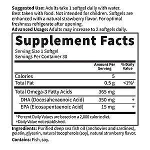 Garden of Life Oceans Mom Prenatal Fish Oil DHA, Omega 3 Fish Oil Supplement - Strawberry, 350mg Prenatal DHA Pregnancy Fish Oil Support for Mamas, Babys Brain & Eye Development, 30 Small Softgels