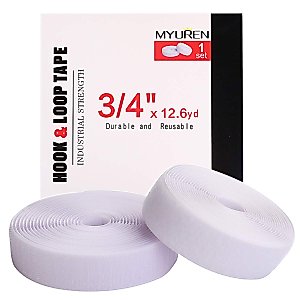 Sew on Hook and Loop Style 3/4 Inch Non-Adhesive Back Nylon Strips Fabric Fastener Non-Adhesive Interlocking Tape White,12.6 Yard