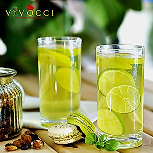 Vivocci Unbreakable Tritan Plastic Water Drinking Glasses 16 oz | Ideal for Juice Beverages & Cocktails | Shatterproof Barware | Highball Tall Clear Cup Tumblers | Dishwasher Safe Drinkware | Set of 6