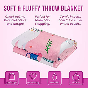 Llama Throw Blanket, Adorable Super-Soft Extra-Large Llama Blanket for Girls, Women, Teens, Kids, Baby, and Children, Cute Fleece Llama Blanket (50in x 60in) Warm and Cozy Throw for Bed Crib or Couch