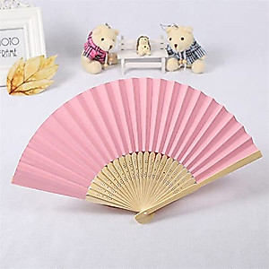 ONILA Folding Hand Fan Hand Held Fan Folding Paper Fan Summer Pattern Folding Dance Wedding Party Lace Silk Folding Hand Held Solid Color Fan Handheld Fans (Color : Blue)
