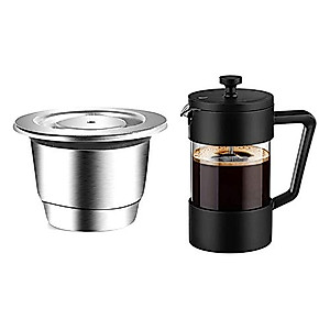 Nuhikap Reutilisable Refillable Capsule Crema Espresso Reusable New Refillable with French Press Coffee & Tea Maker
