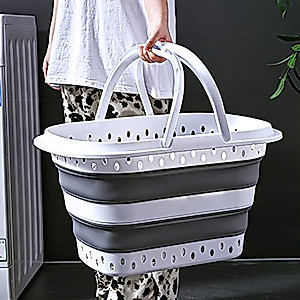 Haundry Collapsible Laundry Basket - 42L Foldable Plastic Laundry Hamper with Handles, Pop-up Basket for Laundry, Portable College Essentials Clothes Hamper