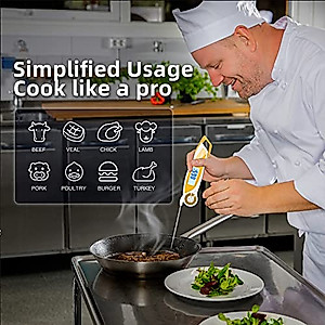 AIRSAND Instant Read Meat Thermometer for Grill and Cooking, Best Waterproof Ultra Fast Thermometer with Backlight, Digital Food Probe for Kitchen, Outdoor Grilling and Candy, Liquids,Beef