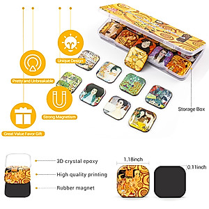 30pcs Fridge Magnets for Locker Whiteboard Magnetic Glass Board Decorative Magnets Best Gift Chioce Famous Paintings (Klimt Artwork)