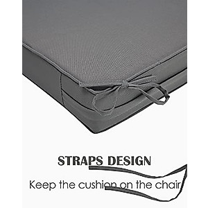 WHIZMIA Patio Chair Cushion for Outdoor Furniture 19x19x4 Inch, Waterproof Outdoor Seat Cushions for Patio Furniture, Garden Sofa Couch Chair Cushions with Ties, Set of 2, Dark Gray