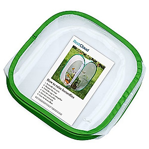 RESTCLOUD Insect and Butterfly Habitat Cage Terrarium Pop-up 12 X 12 X 12 Inches with Zipper Protection