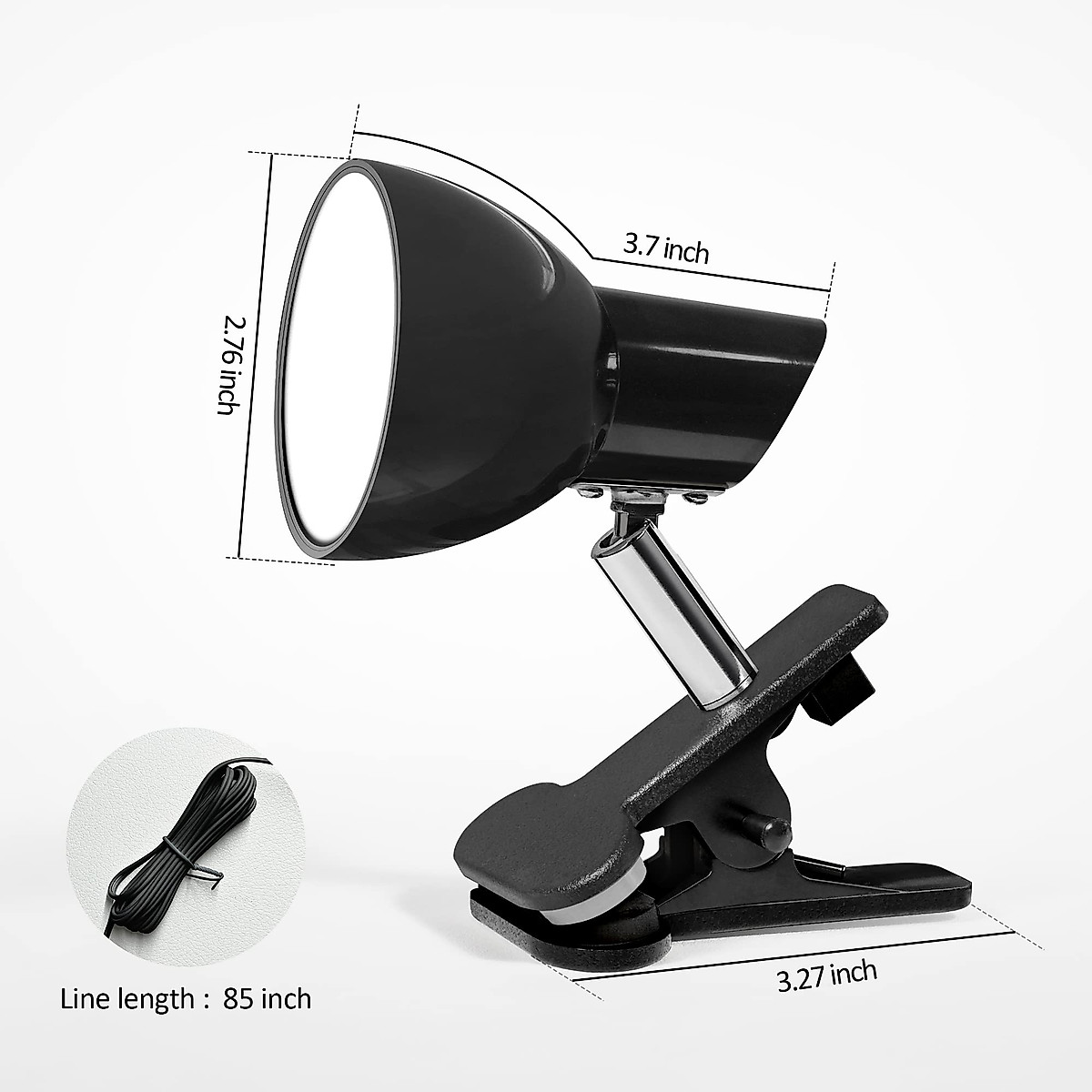 TOPMB Clamp Light, Super Bright Clip Lamp for Book Reading in Bed Headboard Light, Easy to Attach Illumination Powerful Small Compact Clamp Lamp Black