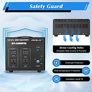10000W Voltage Converter Transformer Step Up/Down 110V/220V Heavy Duty Voltage Converter USB Transformer Power Converter Circuit Breaker