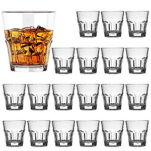 Whiskey Glass 5 oz,QAPPDA Shot Glass Old Fashioned Cocktail Glasses,Drinking Bourbon Glasses For Liquor,Heavy Base Rocks Glasses Shot Cups Set,Vodka Glass Cups Scotch Glass Liquor Glasses 20 Pack