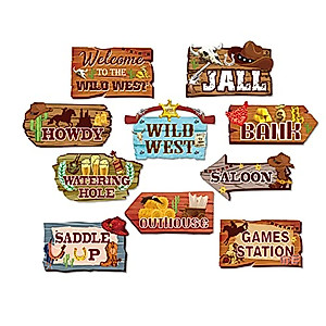 Western Party Directional Sign Cowboy Porch Sign Cowboy Banner Hanging Decoration Western Cowboy Theme Wild West Party Large Yard Indoor/Outdoor Western Cowboy Decoration Party Decorations