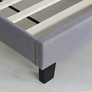 Furinno Laval Button Tufted Upholstered Platform Bed Frame, Twin XL, Glacier