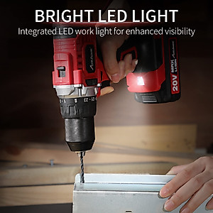 AVID POWER Brushless Drill Set, 20V Cordless Drill Driver Kit with 2.0Ah Battery and Fast Charger, 1/2-Inch Metal Chuck, 400 In-lbs Torque, 2-Variable Speed, 28pcs Accessories and Tool Bag