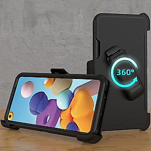 TASHHAR Phone Case for Samsung Galaxy A21 Phone, Heavy Duty Hard Shockproof Armor Protector Case Cover with Belt Clip Holster for Samsung A21 (Black)