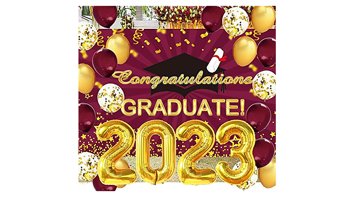 Graduation Decorations 2023 Maroon & Gold Party Supplies | Qian's Party